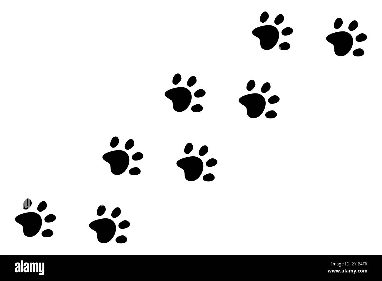 Paw print, dog or cat walk foot trace border. Pet footsteps trail ...