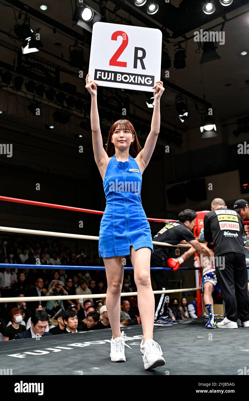 Tokyo, Japan. 12th Nov, 2024. Ring girl Risa Yukihira during the Japanese super flyweight title ...