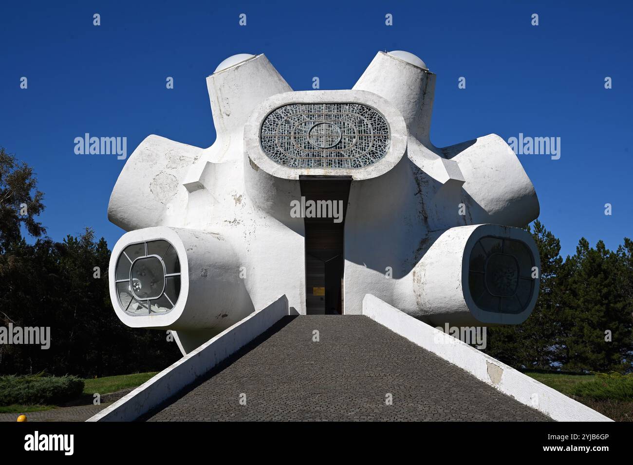 Futuristic Monument "Makedonium" with Geometric Design Stock Photo - Alamy