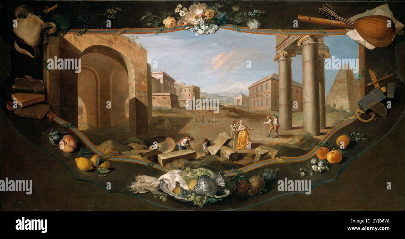 Charles Joseph Flipart / 'Paisaje con perspectiva arquitrectónica ...