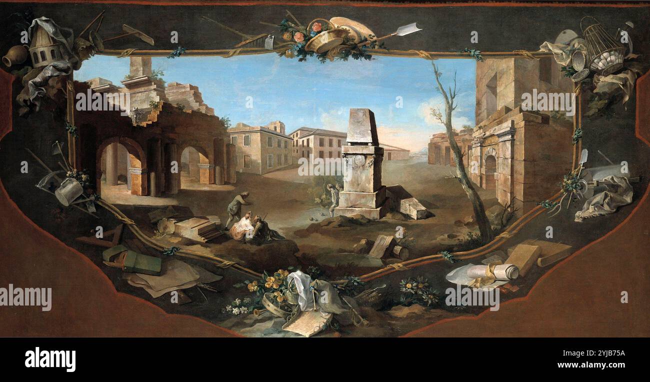 Charles Joseph Flipart / 'Landscape with architectural perspective and ...