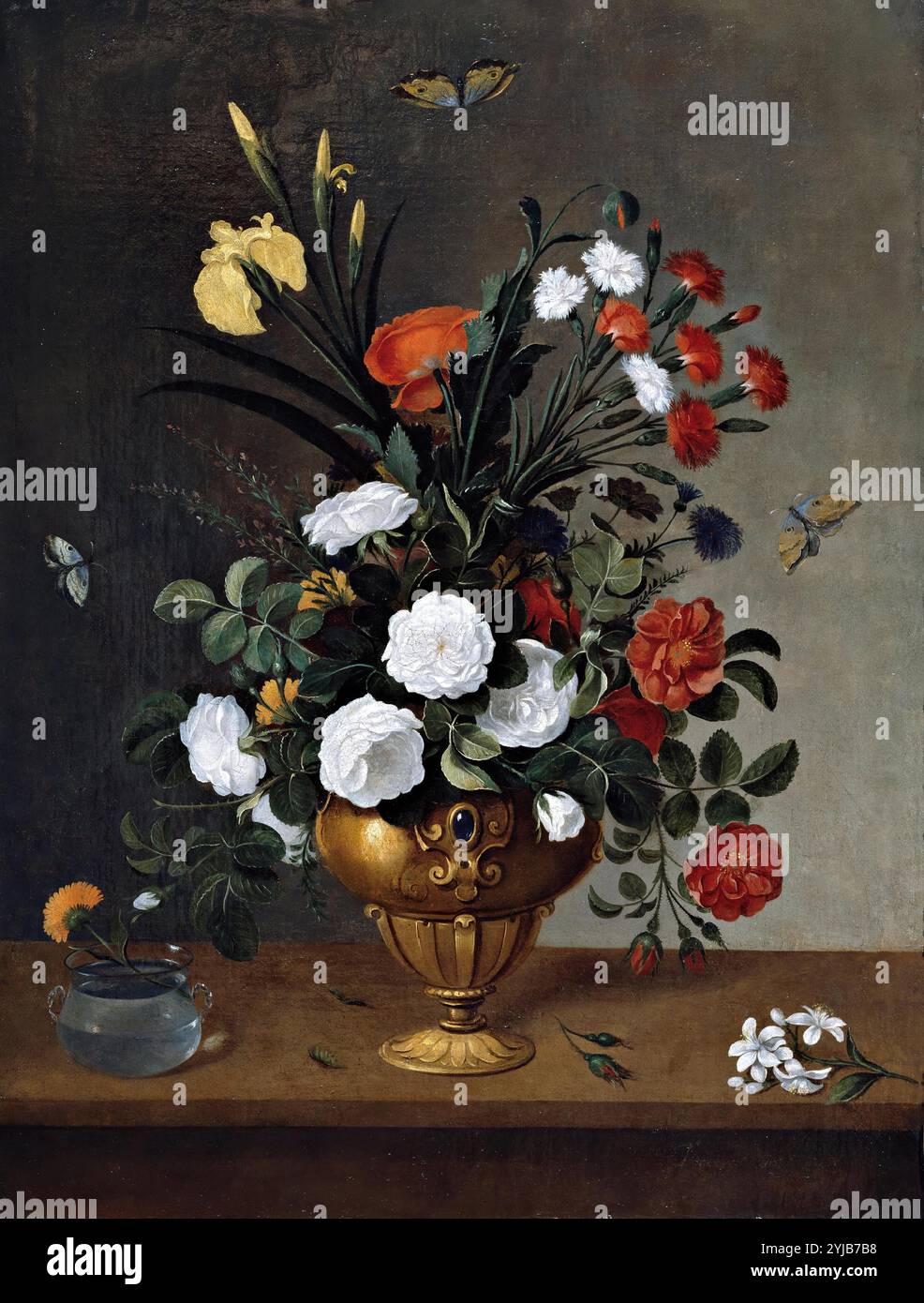 Pedro Camprobín / 'Flower Vase and Crystal Vessel', 1663, Spanish ...