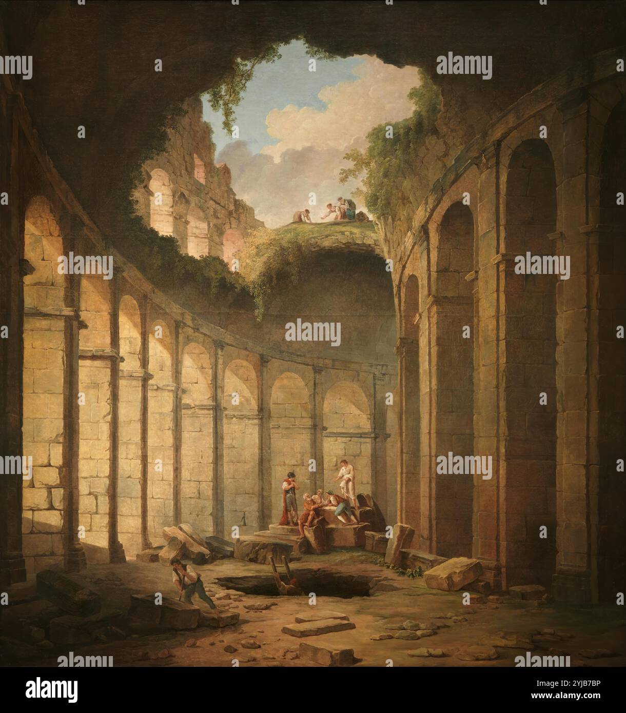 Hubert Robert / 'The Colosseum, Rome', 1780-1790, French School, Oil on ...