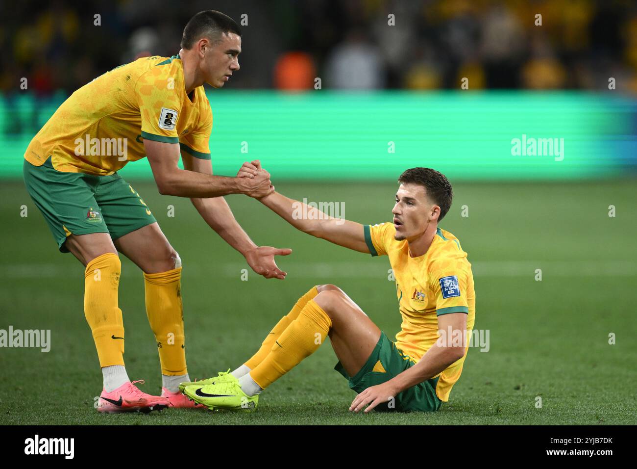 Melbourne, Australia. 14th Nov, 2024. Lewis Miller of the Socceroos ...