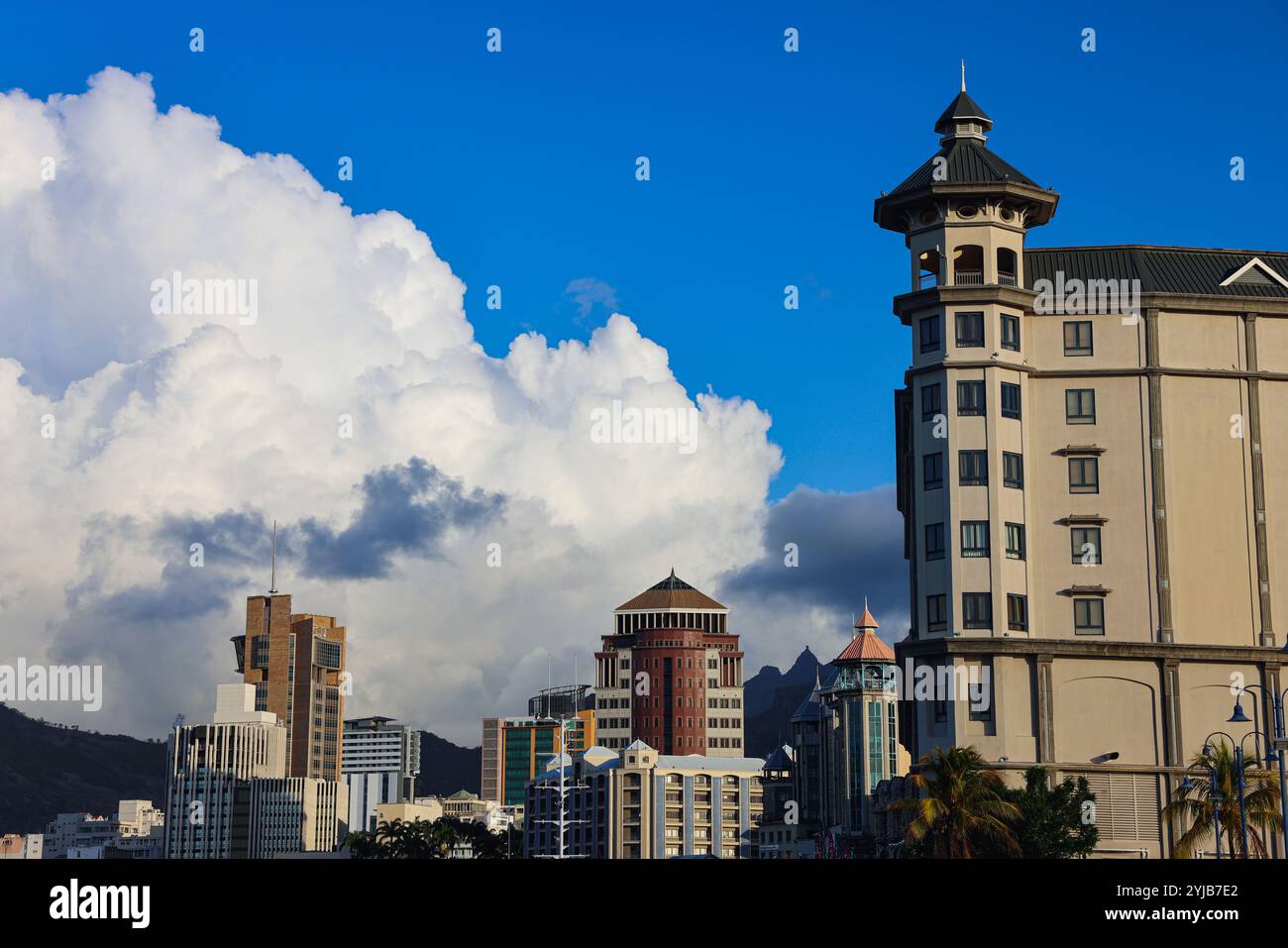 A photograph capturing the view of Port Louis City in Mauritius ...