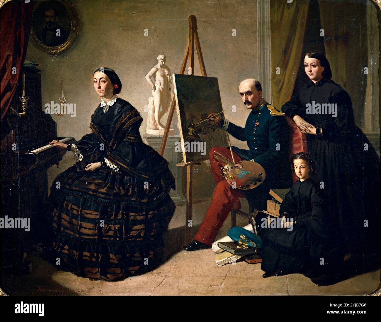 Valeriano Domínguez Bécquer / 'El pintor carlista y su familia', 1859 ...