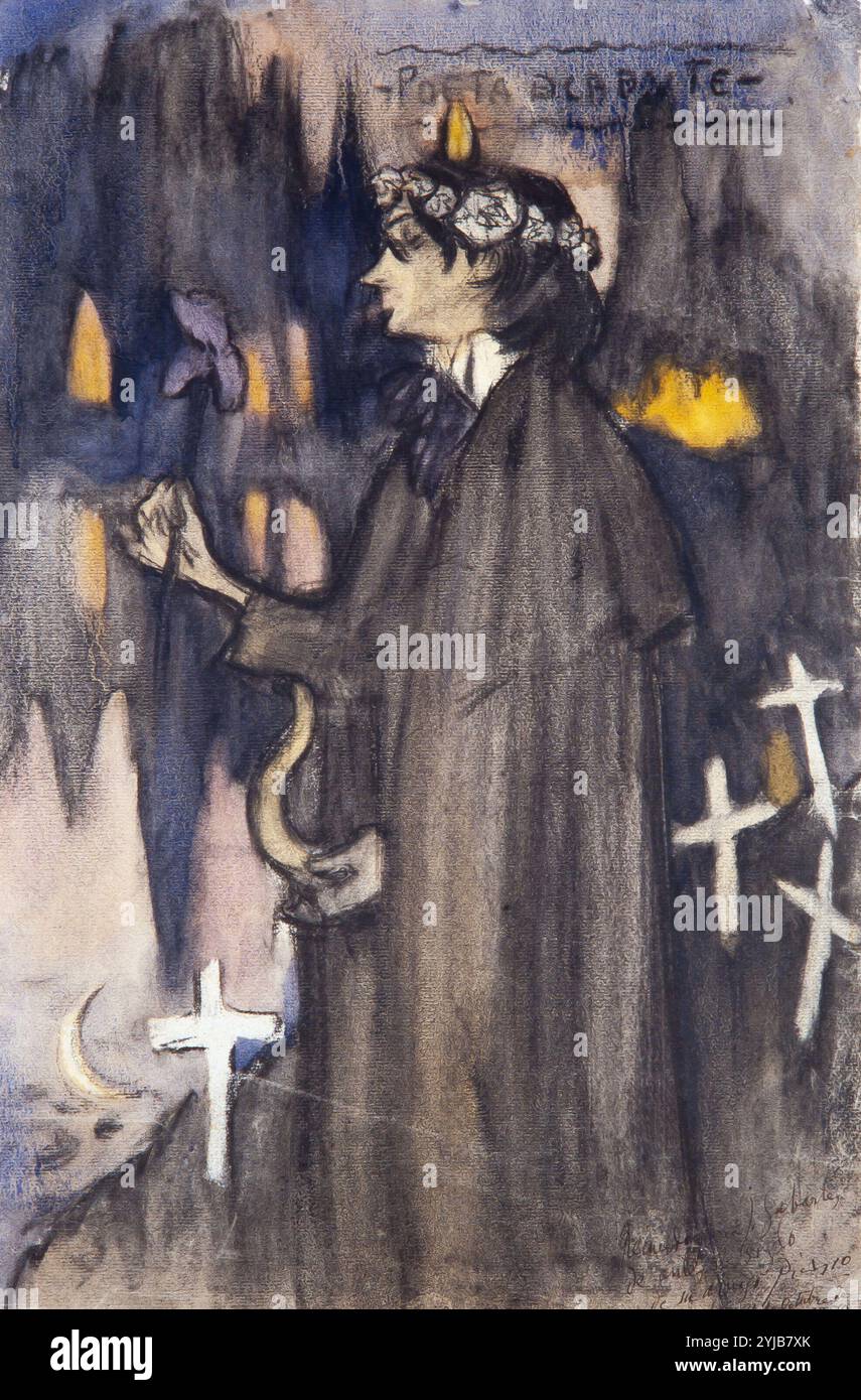 Pablo Picasso / 'Decademt Poet', 1900, Charcoal and watercolor on paper ...