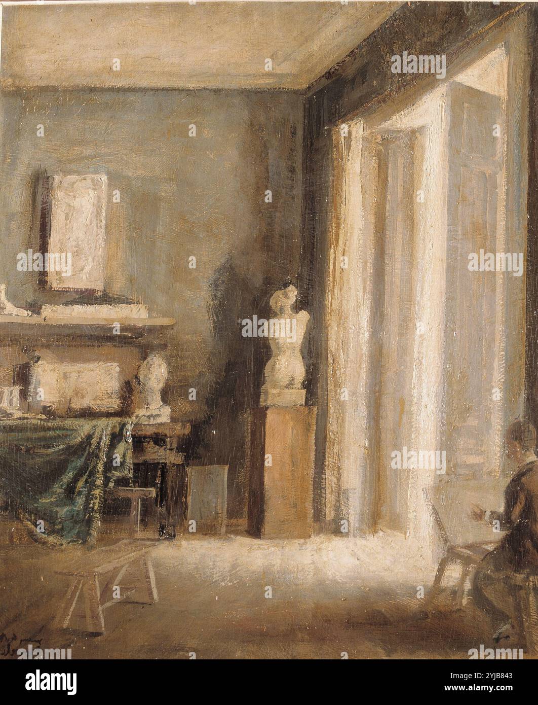 MORALES , JUAN ANTONIO. PINTOR ESPAÑOL. " INTERIOR " , OLEO SOBRE ...