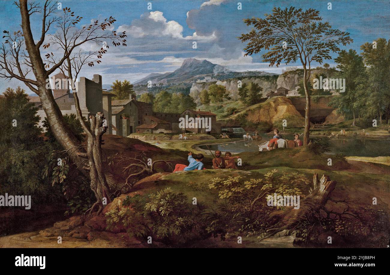 Nicolas Poussin / 'Landscape with Buildings', 1648-1650, French School ...