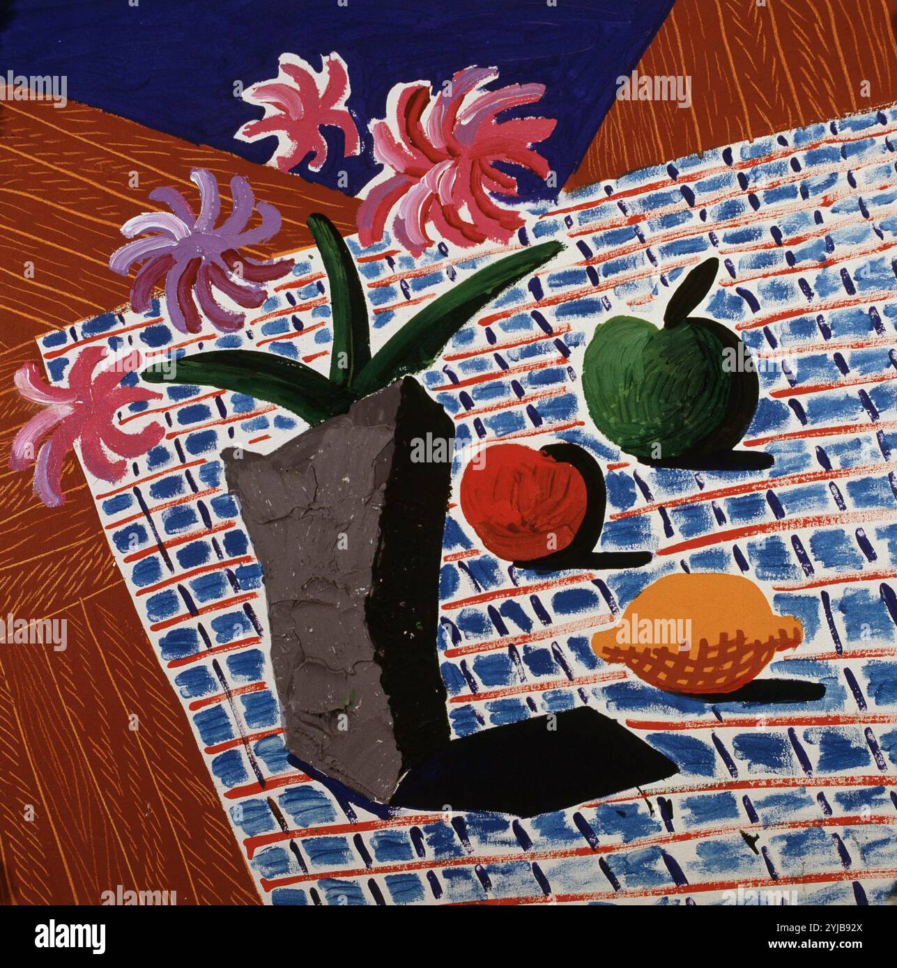 HOCKNEY , DAVID. PINTOR INGLES . 1937 - . " BODEGON CON FLORES , 1987 " , ACRILICO SBRE TELA ...