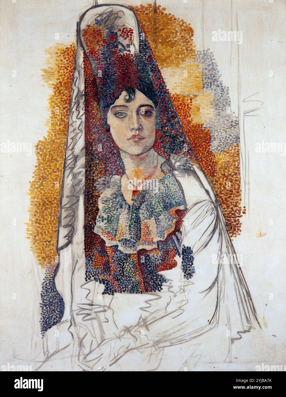 Pablo Picasso / 'Woman with mantilla', 1917, Oil and charcoal on canvas ...