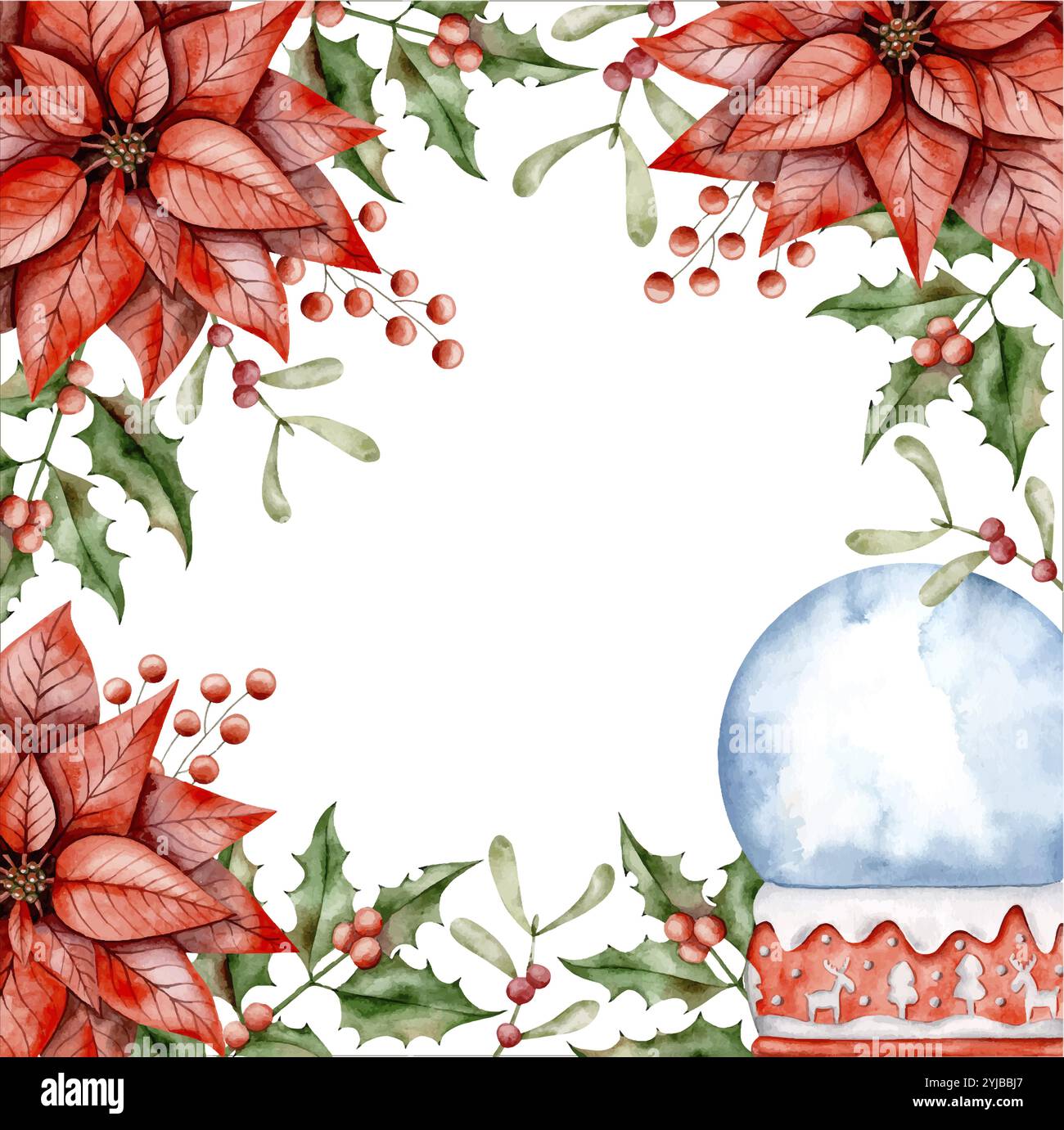 Snow border watercolor Stock Vector Images - Alamy