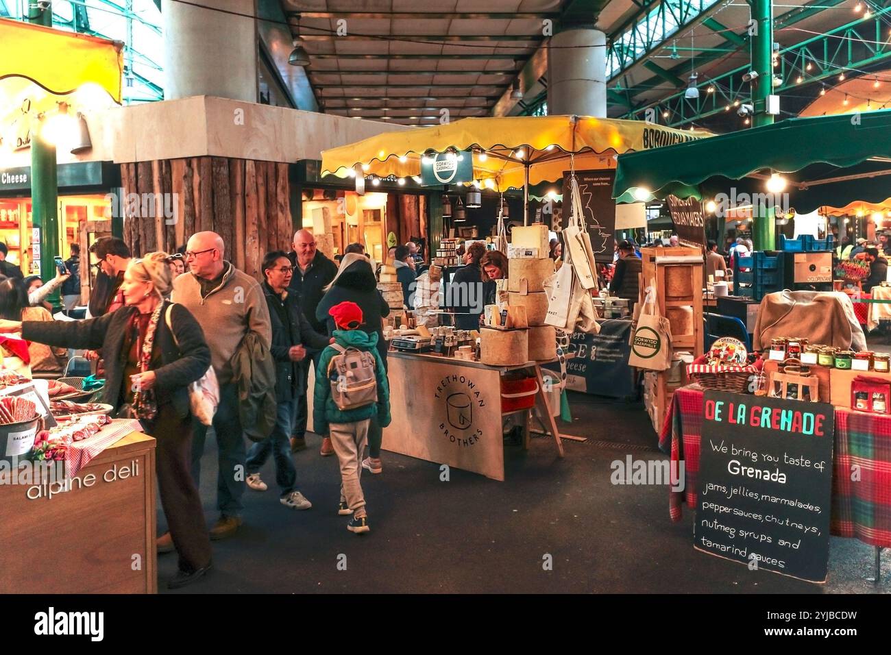 Stalls selling various speciality foods in the historic Borough Market ...
