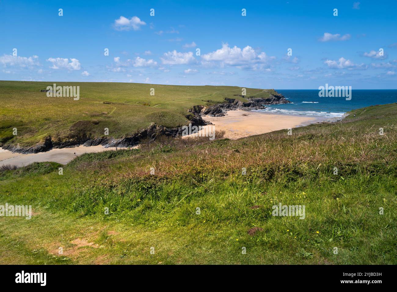 The secluded Polly Joke Porth Joke beach on the coast of Newquay in ...