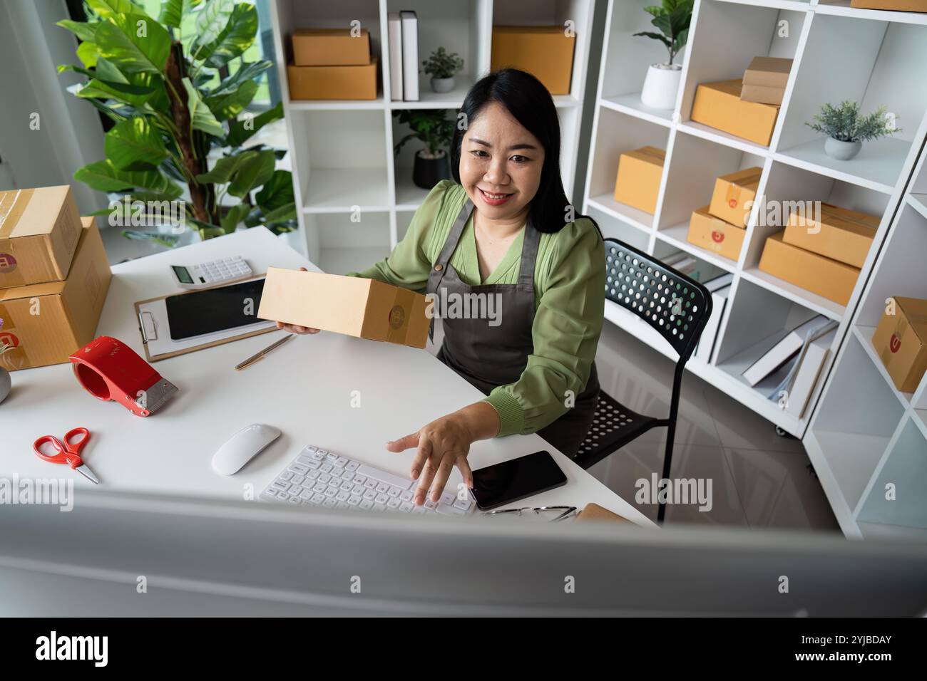 Entrepreneurial Woman Managing Small Business E-commerce from Home ...