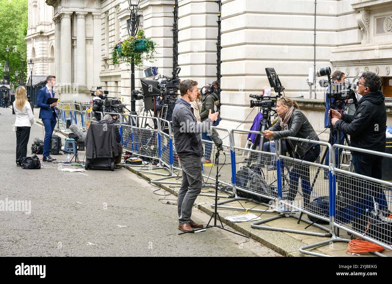 London, UK. Media broadcasting from Downing Street - including BBC's ...