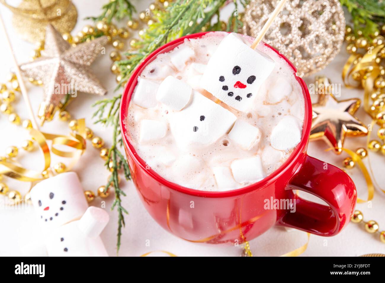 Christmas hot chocolate with funny dancing snowman creative made with ...
