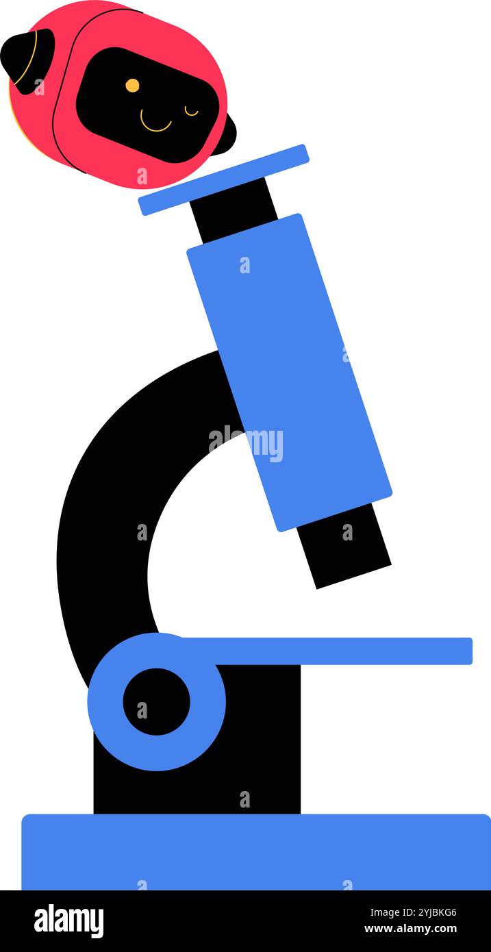 Microscope With AI Device In Flat Vector Illustration Symbolizing ...