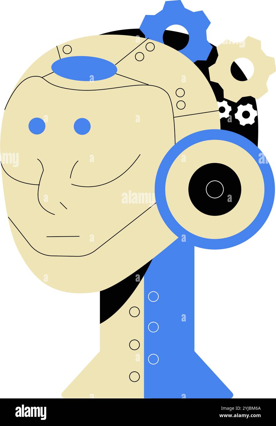 Humanlike AI Robot Head With Gears And Circuits, Flat Vector ... Humanlike AI Robot Head With Gears And Circuits, Flat Vector ...