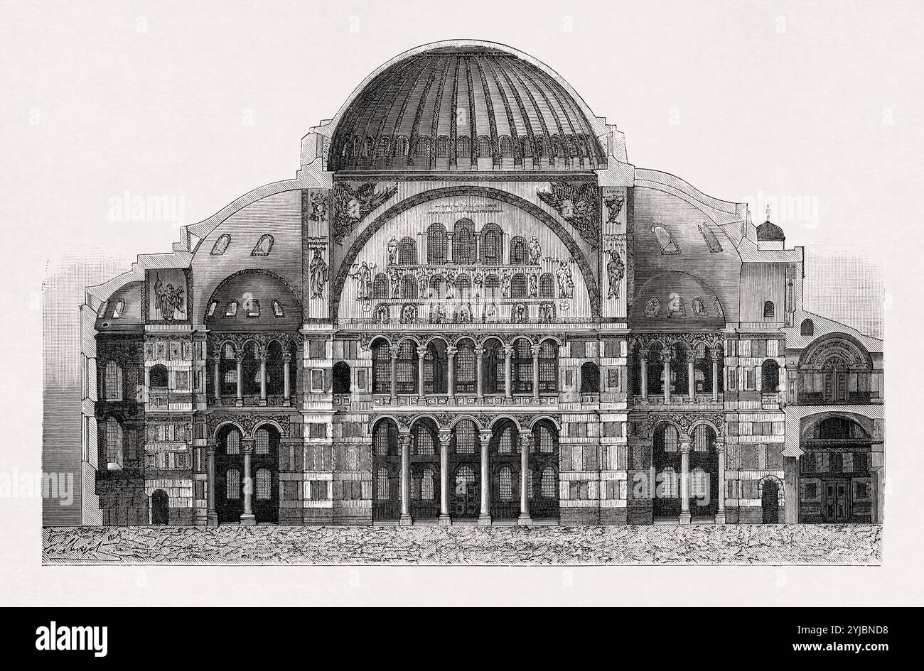 Section of the Church of Saint Sophia in Constantinople. Engraving ...