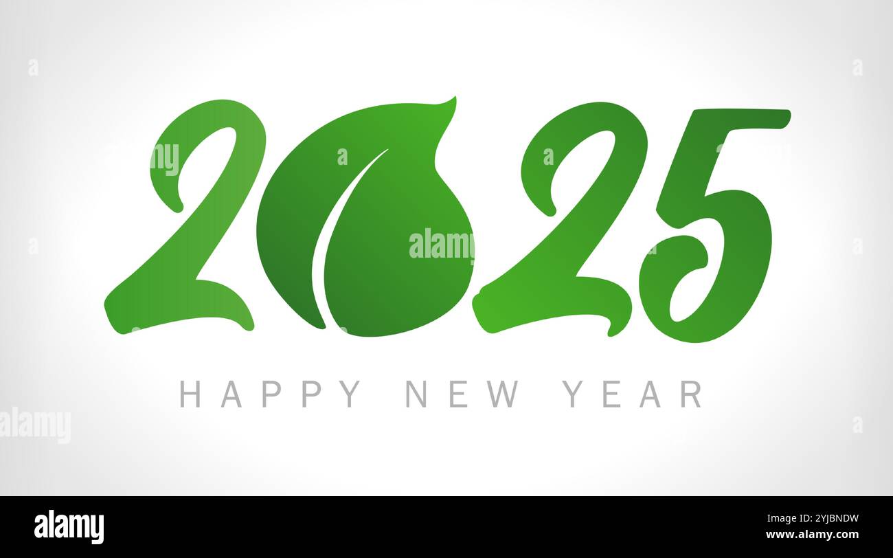 Happy New Year 2025 environmental concept. 100 percent natural creative ...