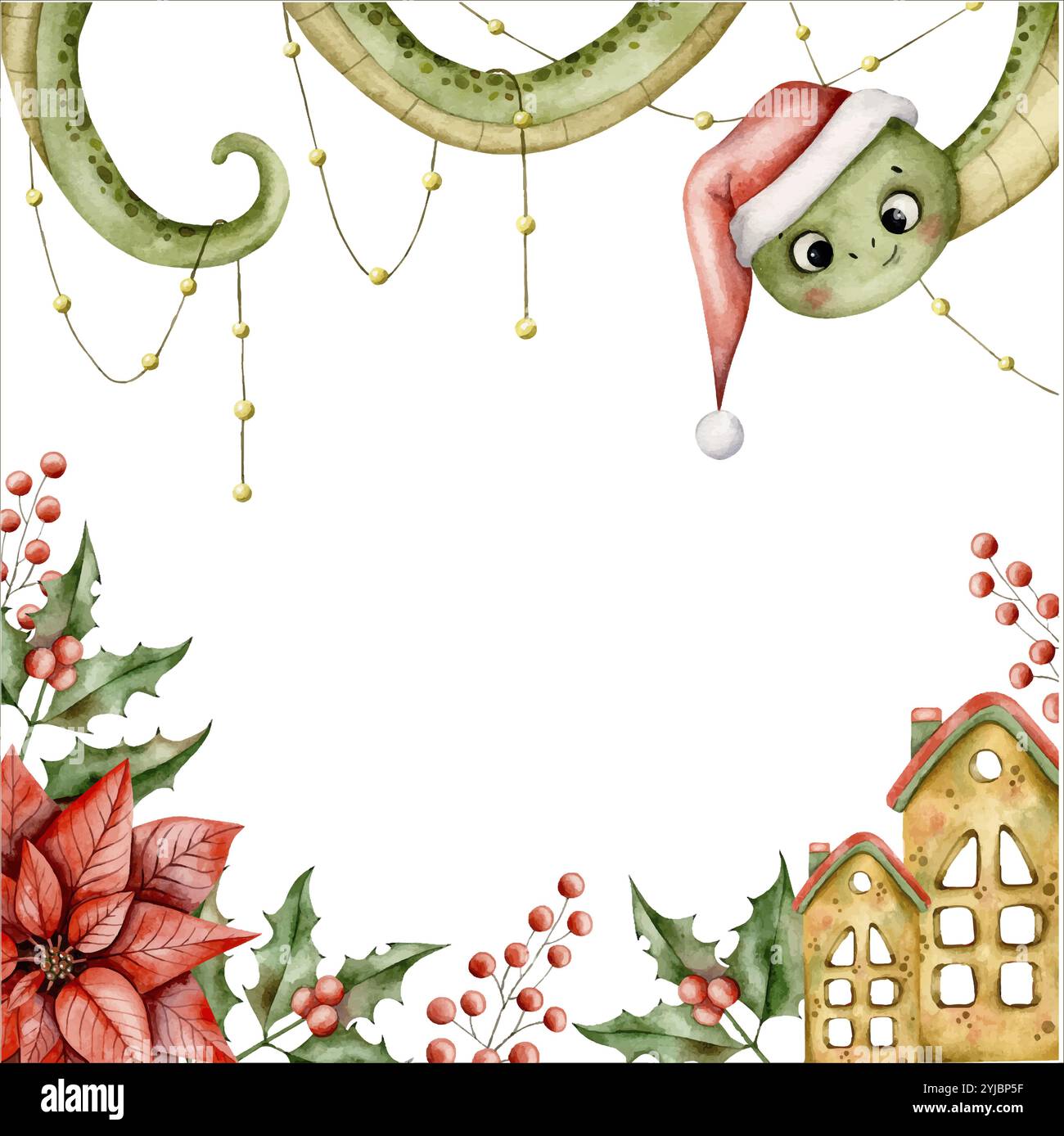 Holly frame hand drawn Stock Vector Images - Alamy