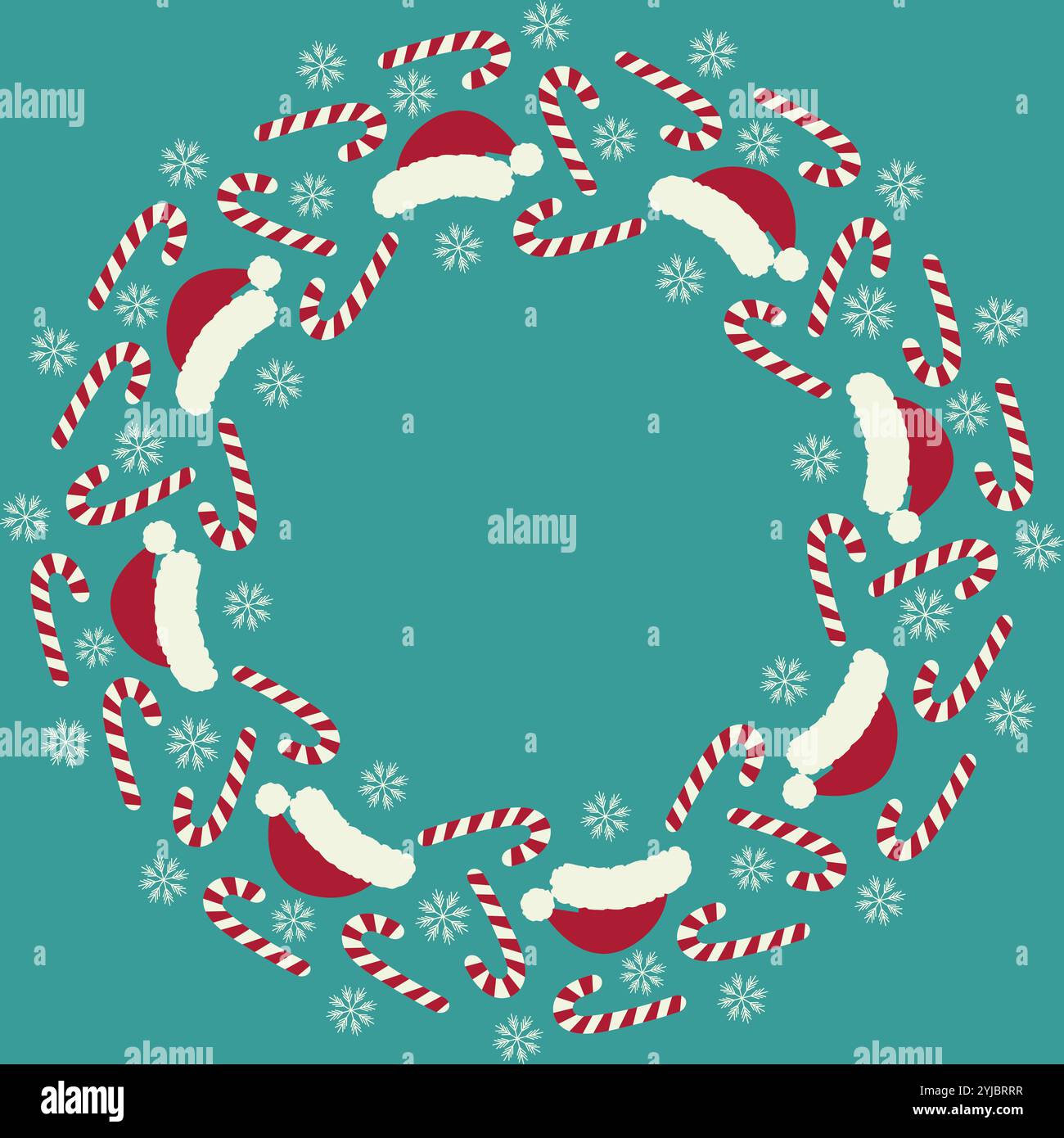 Striped Candy cane, Santa caps and snowflakes Christmas and New Year ...