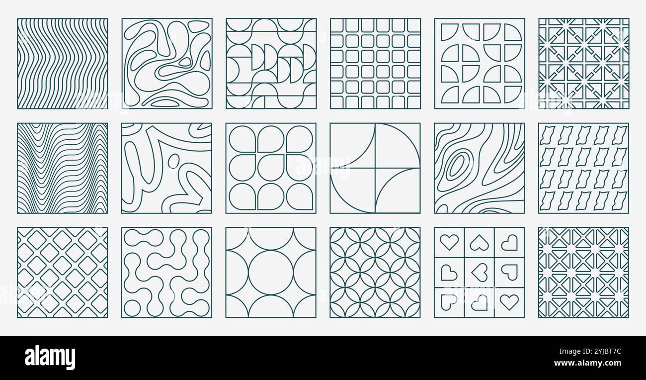 Linear geometric tiles. Modern abstract decorative elements with ...