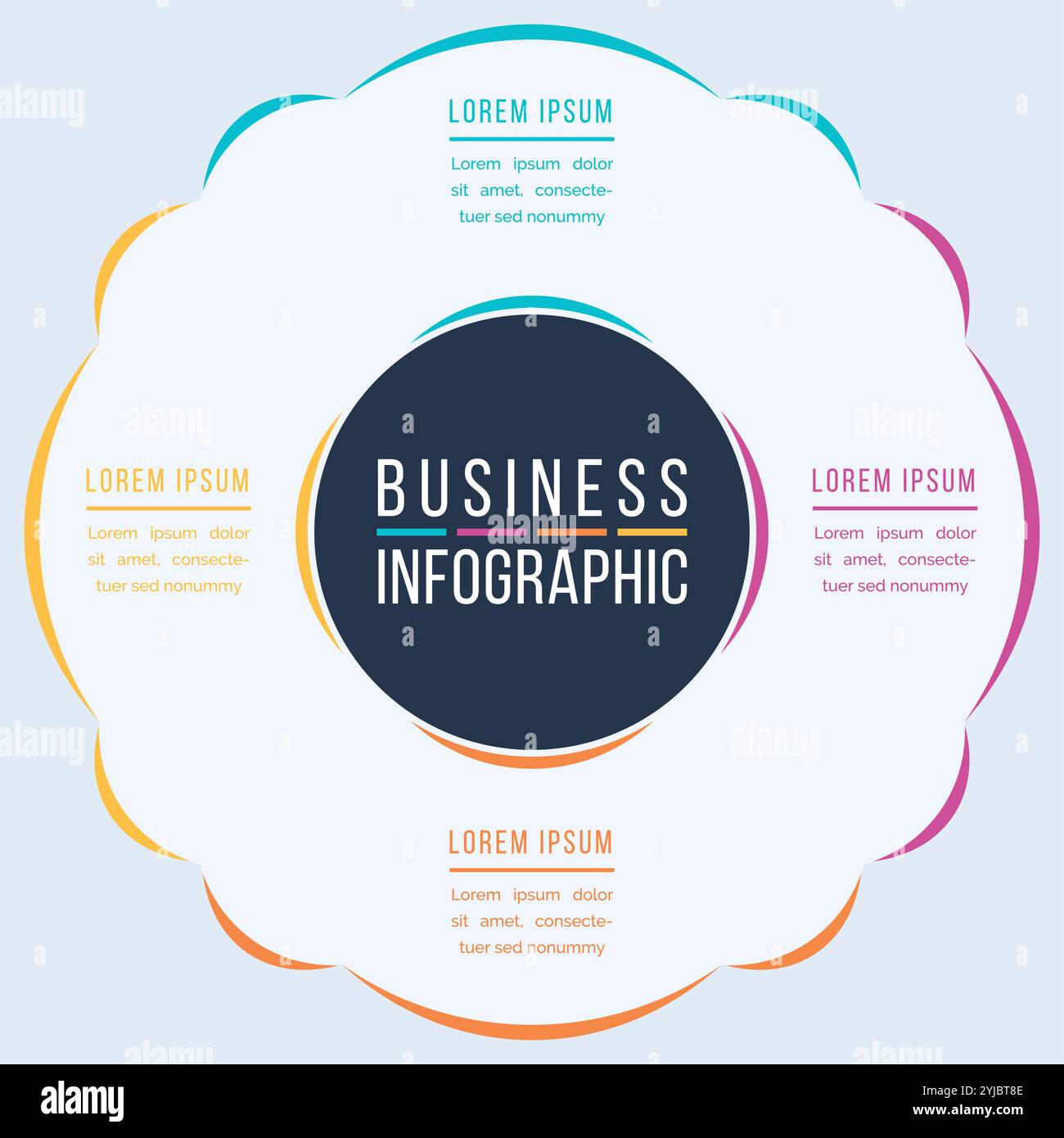 Circle Infographic design 4 steps, objects, elements or options infographic business template ...