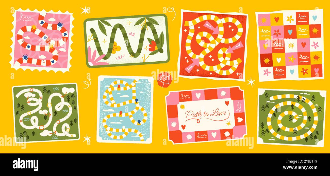 Step by step board game. Maze race puzzle with path and arrow, blank ...