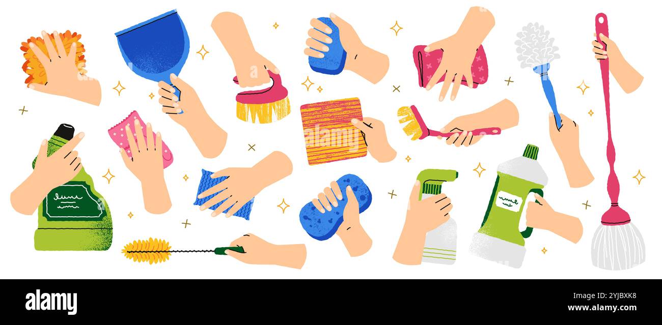 House cleaning supplies cartoon hi-res stock photography and images - Alamy