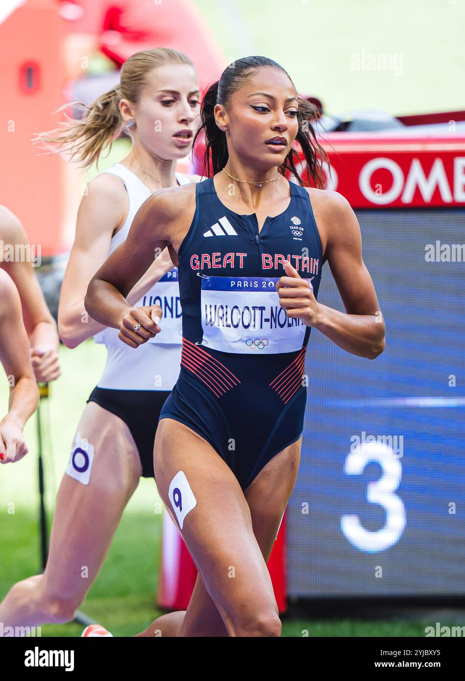 Revee Walcott-Nolan participating in the 1500 meters at the Paris 2024 ...