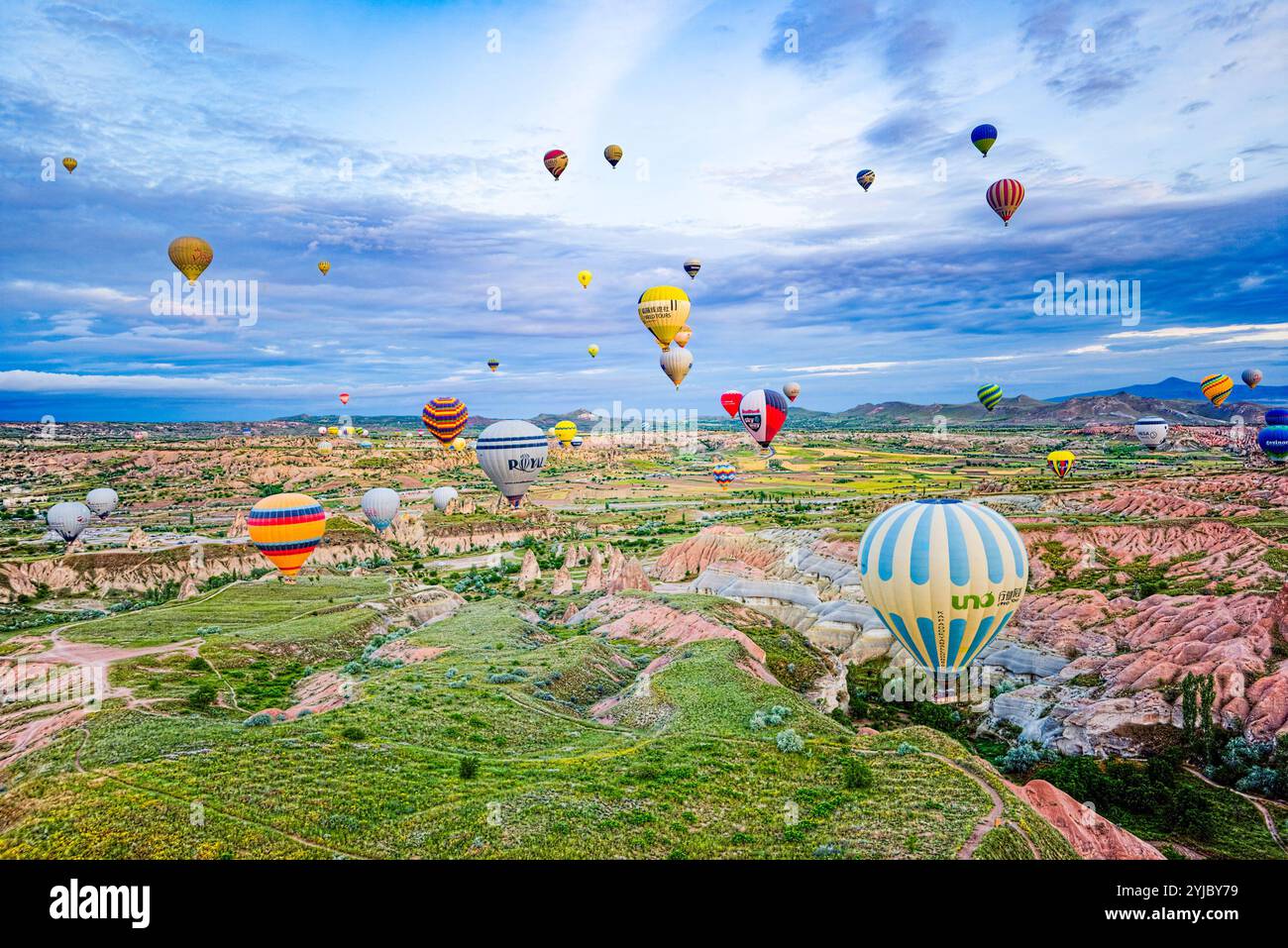 Air balloons in Cappadocia-amazing and unreal views in valley. Turkiye ...
