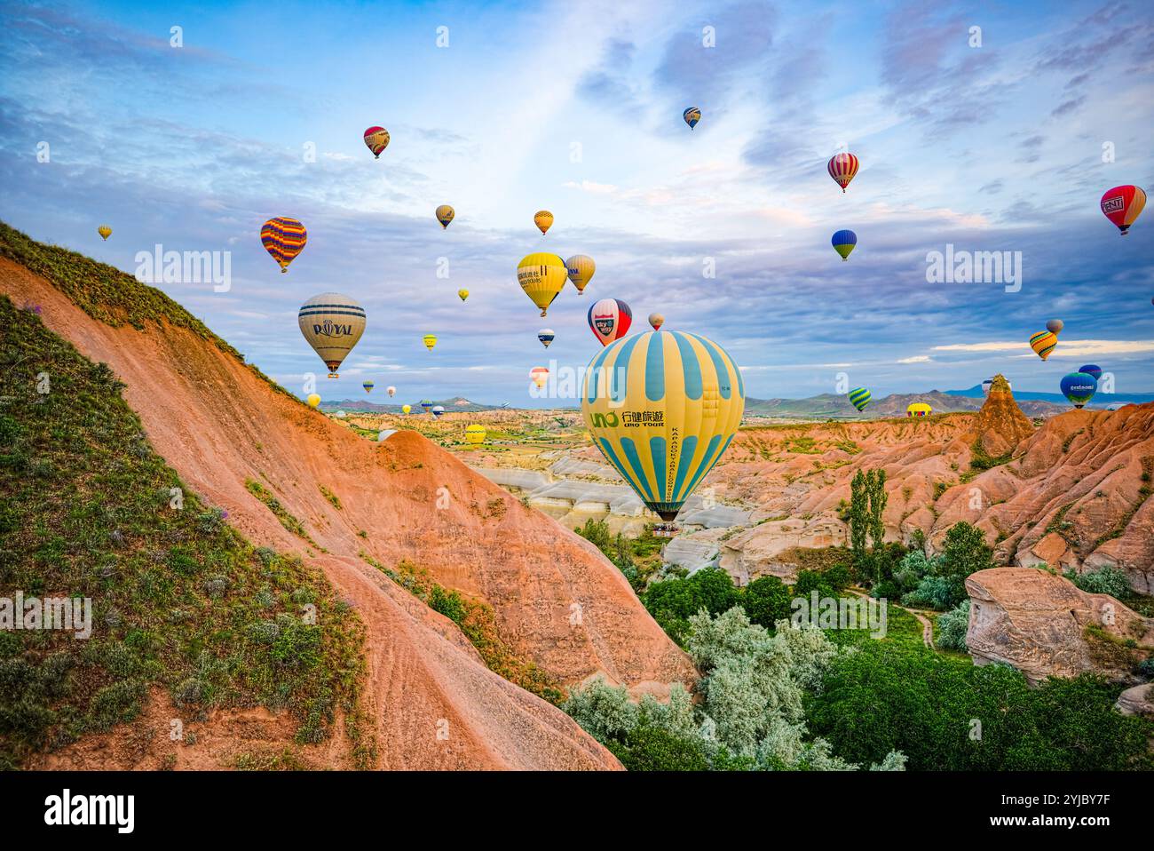 Air balloons in Cappadocia-amazing and unreal views in valley. Turkiye ...