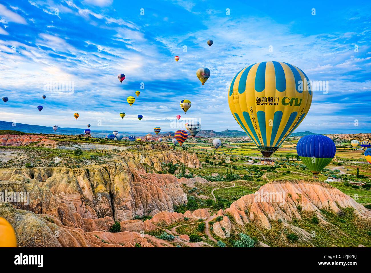 Air balloons in Cappadocia-amazing and unreal views in valley. Turkiye ...