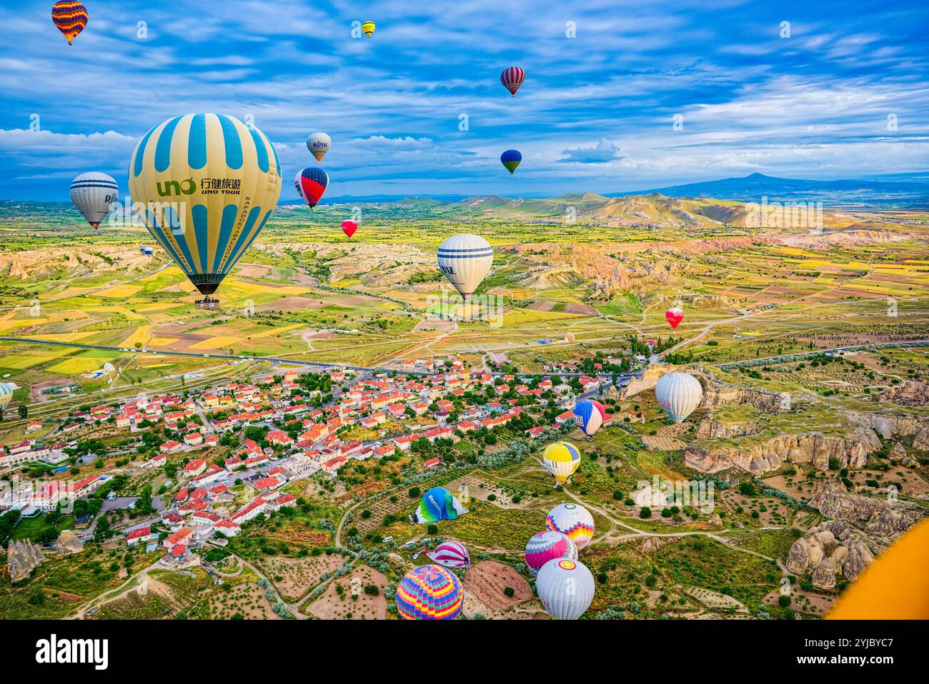 Air balloons in Cappadocia-amazing and unreal views in valley. Turkiye ...