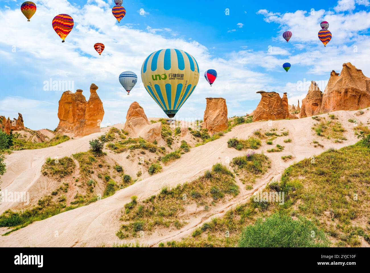 Air balloons in Cappadocia-Devrent Valley(Imagination Valley). Turkiye ...