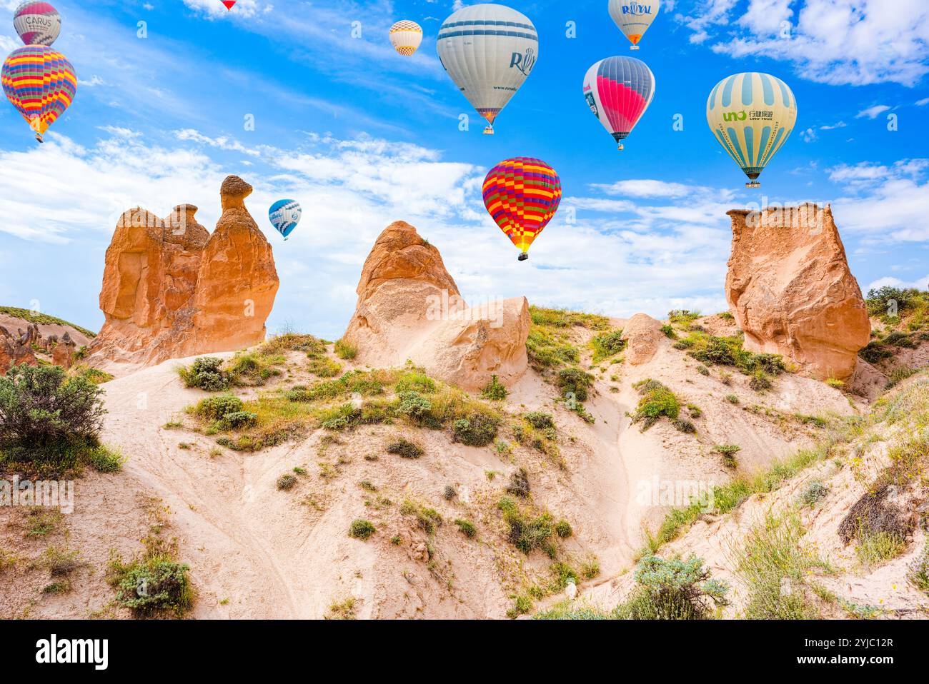 Air balloons in Cappadocia-Devrent Valley(Imagination Valley). Turkiye ...