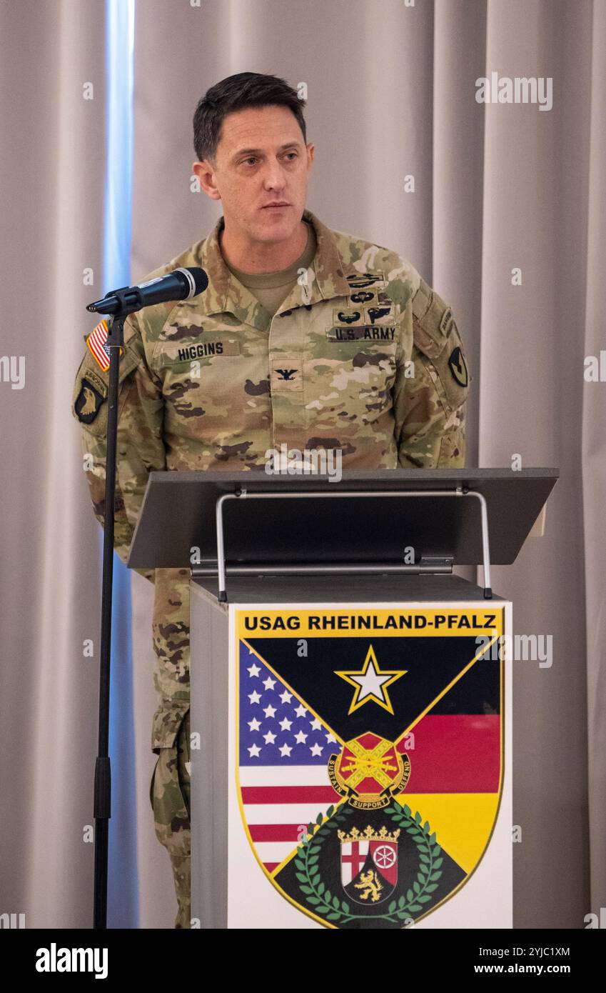 Baumholder, Germany. 14th Nov, 2024. Colonel Jeffrey Higgins, site commander of the US Army ...