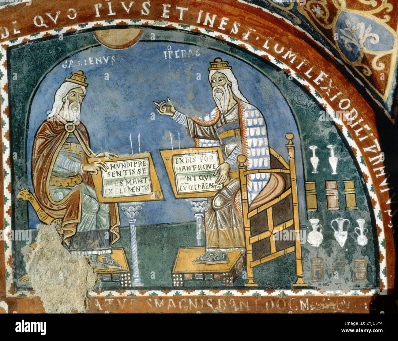 Hippocrates and Galen. Fresco, XIIIth century AD. Museum: Cathedral ...