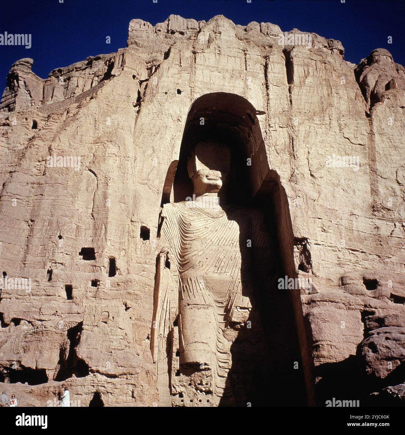 Colossal stone statue of Buddha in niche at Bamiyan Afghanistan Stock ...