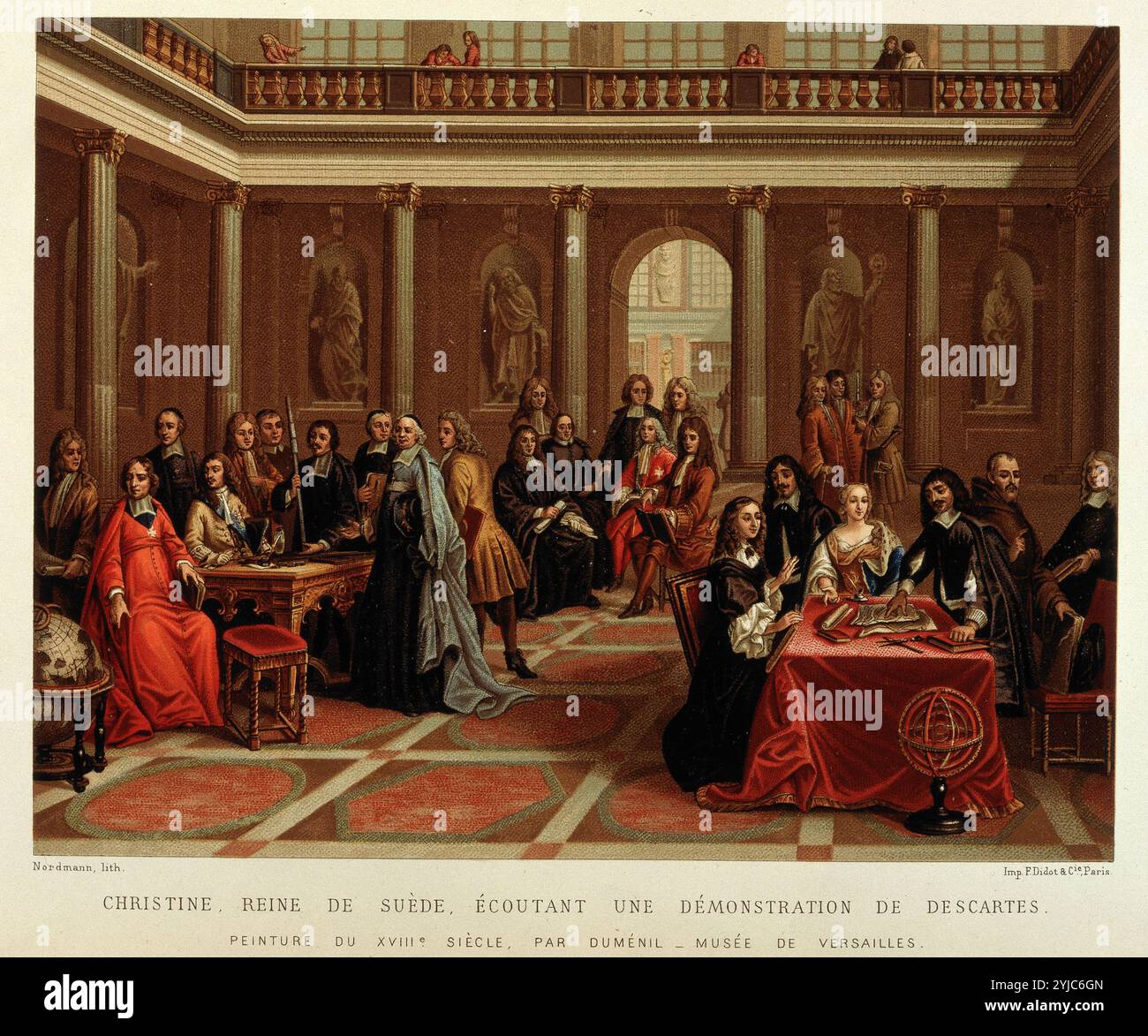 Rene Descartes (1596-1650) conducts demonstration to court of Queen ...