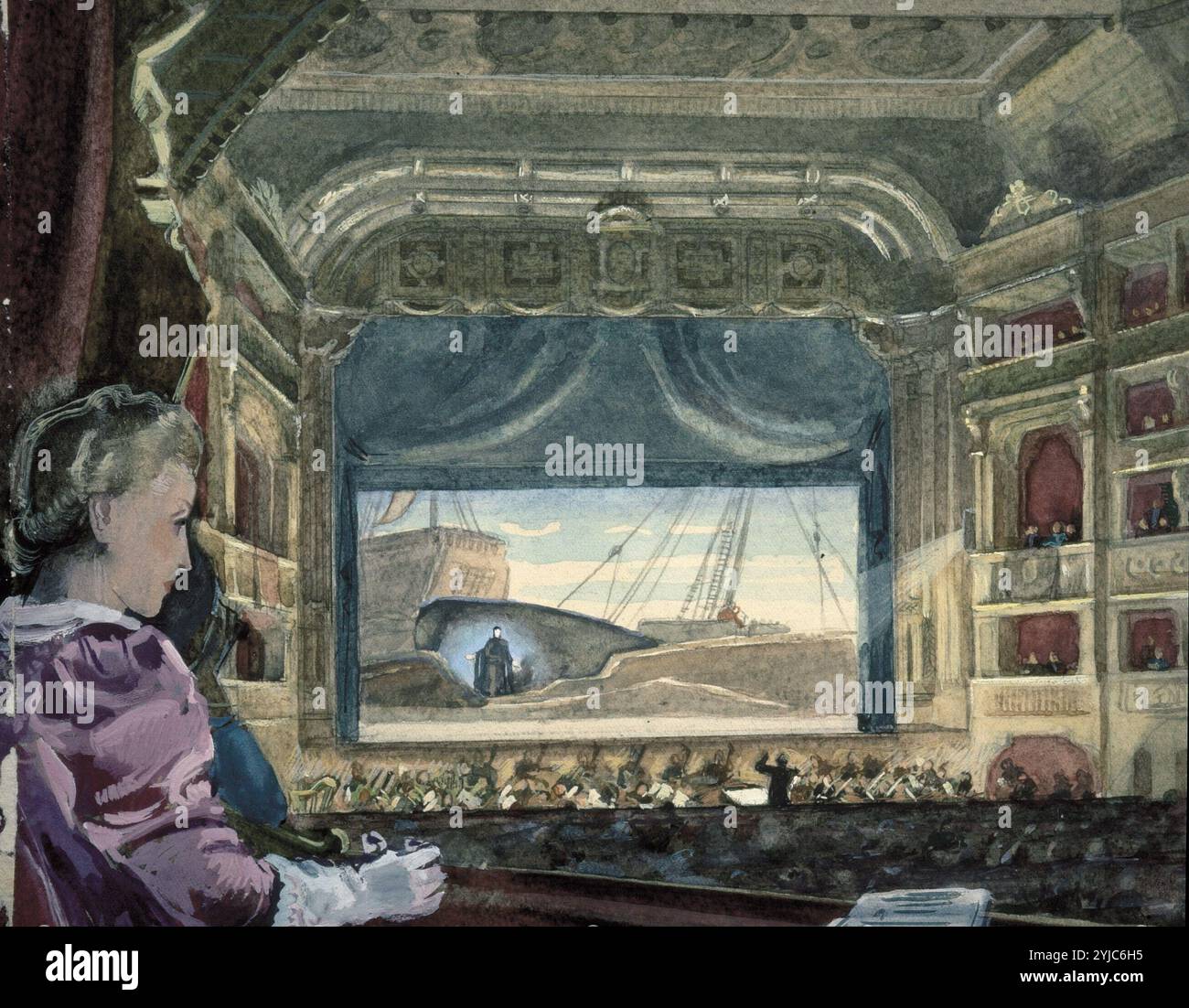 Interior of State Opera theatre Viena during production of opera ...