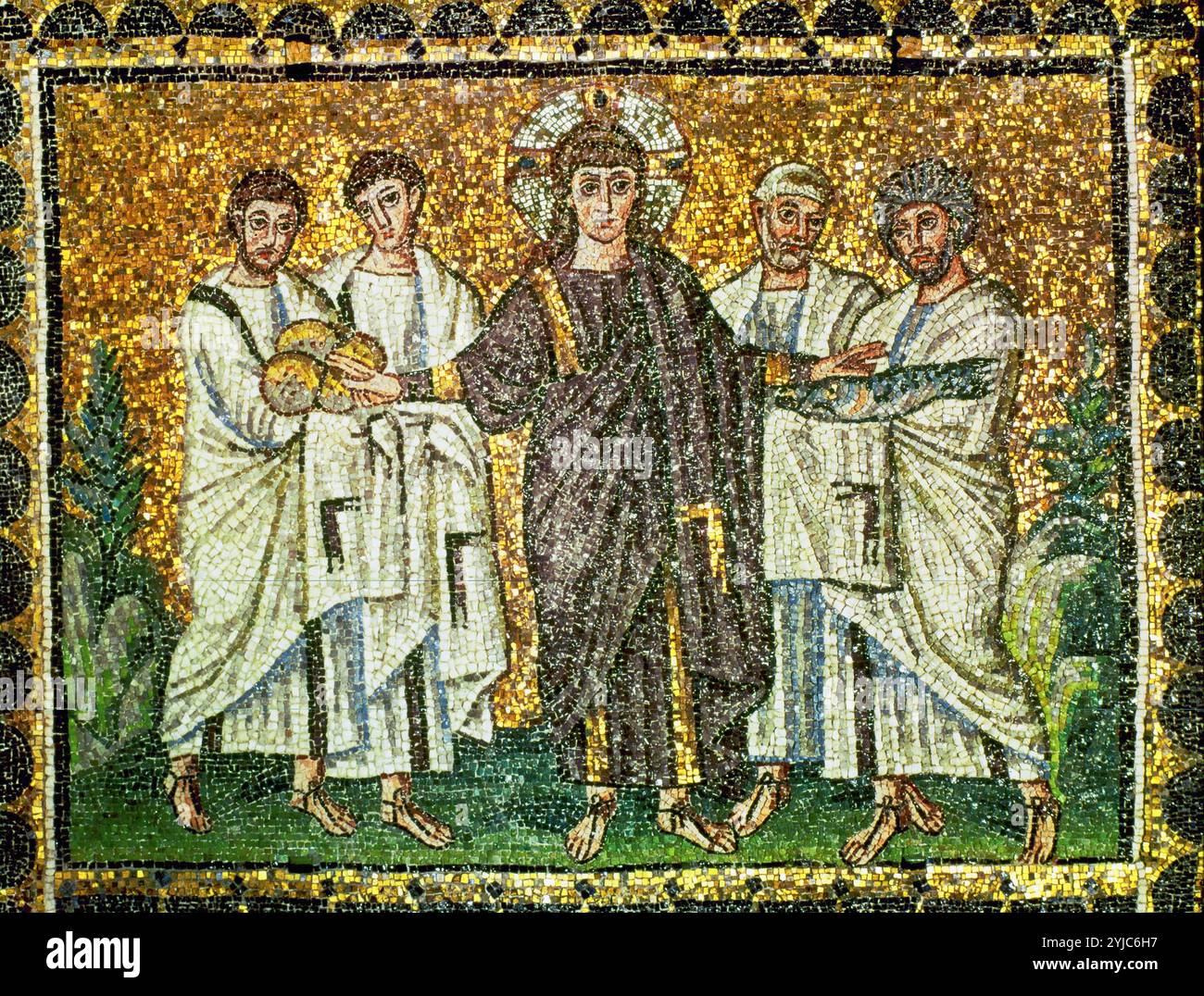 The multiplication of the loaves and the fishes, mosaic cycle Saint ...