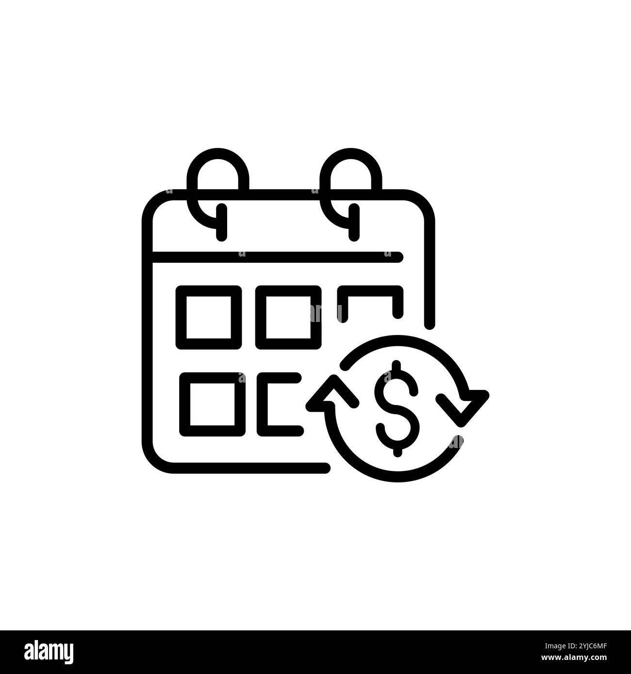 Financial calendar line icon. linear style sign for mobile concept and ...