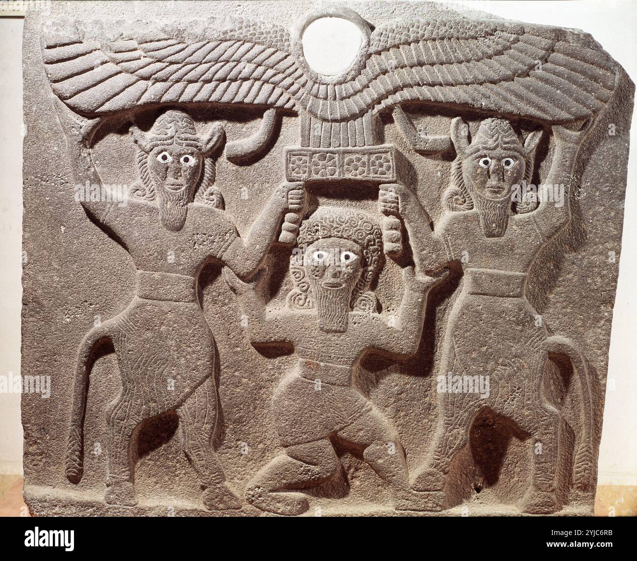 Gilgamesh between two demi gods Syrio Hittite stele 9th century Stock ...
