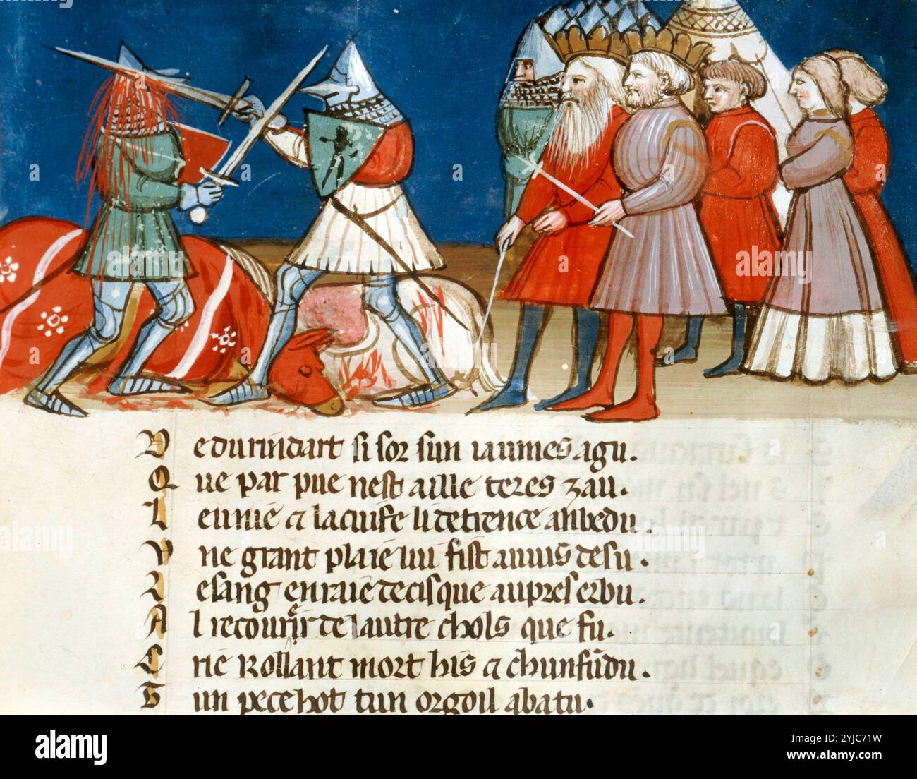 The death of Roland in presence of Emperor Charlemagne, XIV Century ...