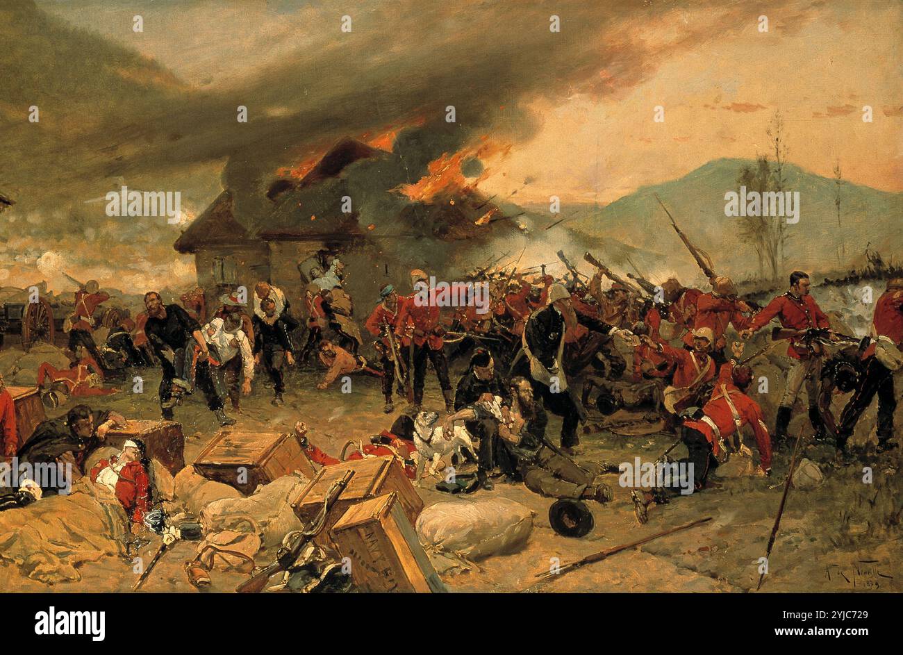 ZULU WAR. Defence of Rorke´s drift, oil on canvas, 1879. Museum ...