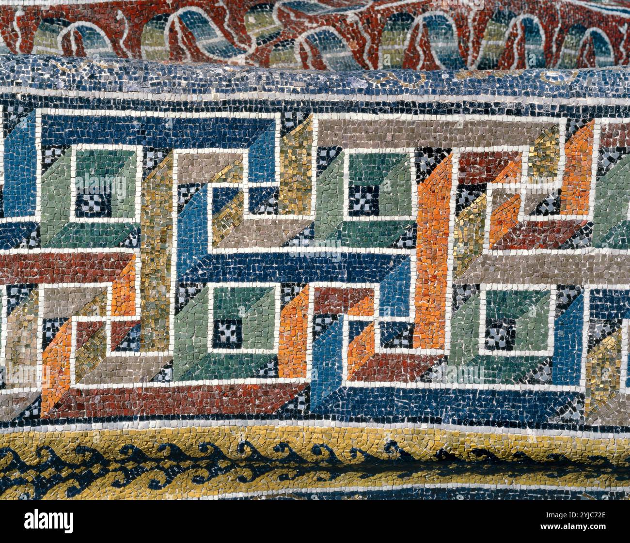 Mosaic detail from arch of greek key pattern in Mausoleum Galla ...
