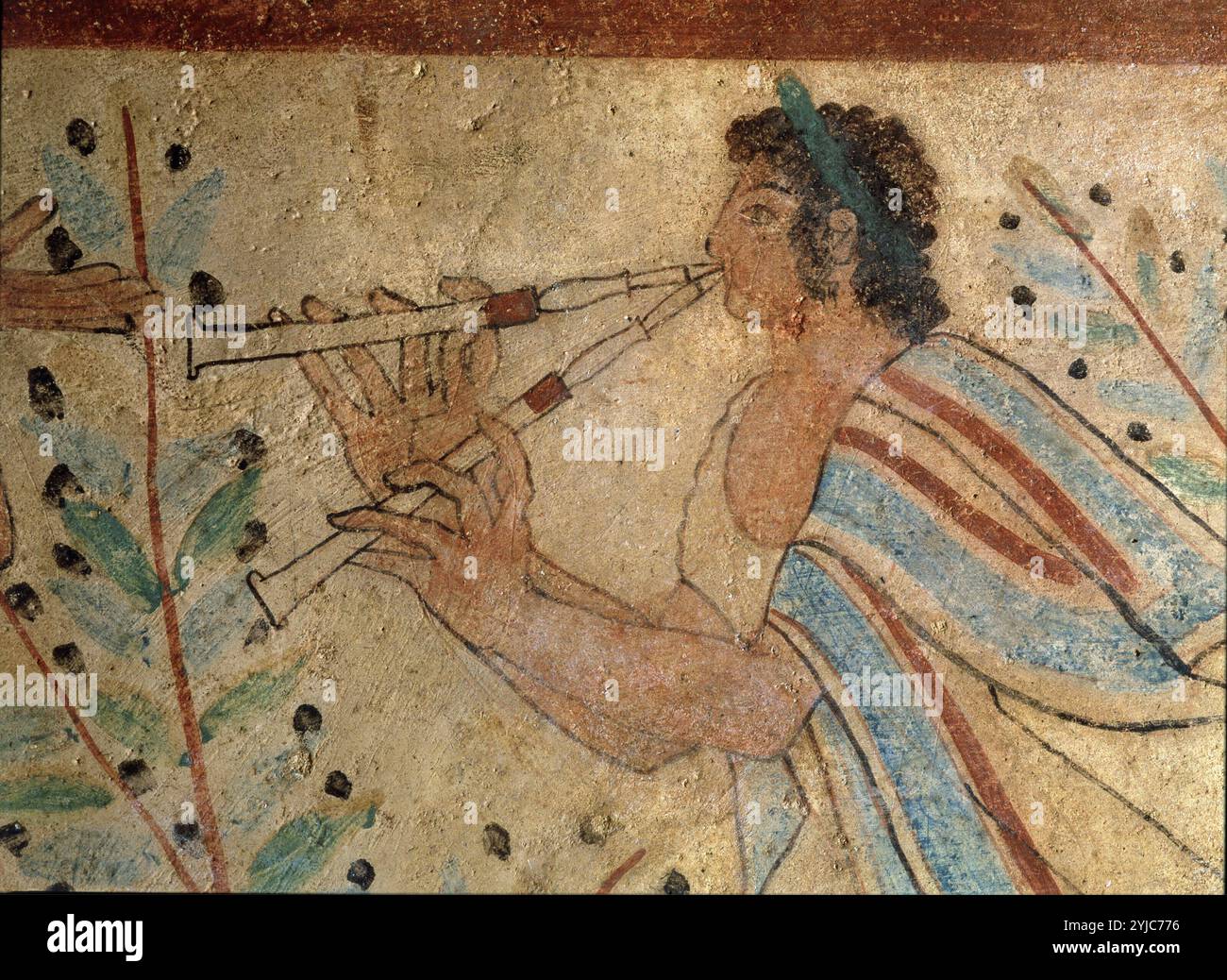 Etruscan tombs at Tarquinia VIth century BC-Tomb of the Leopards detail ...
